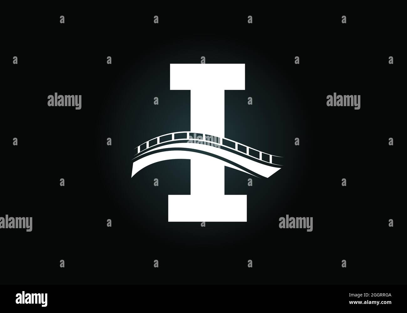 Initial I monogram letter alphabet with bridge sign. Abstract bridge ...