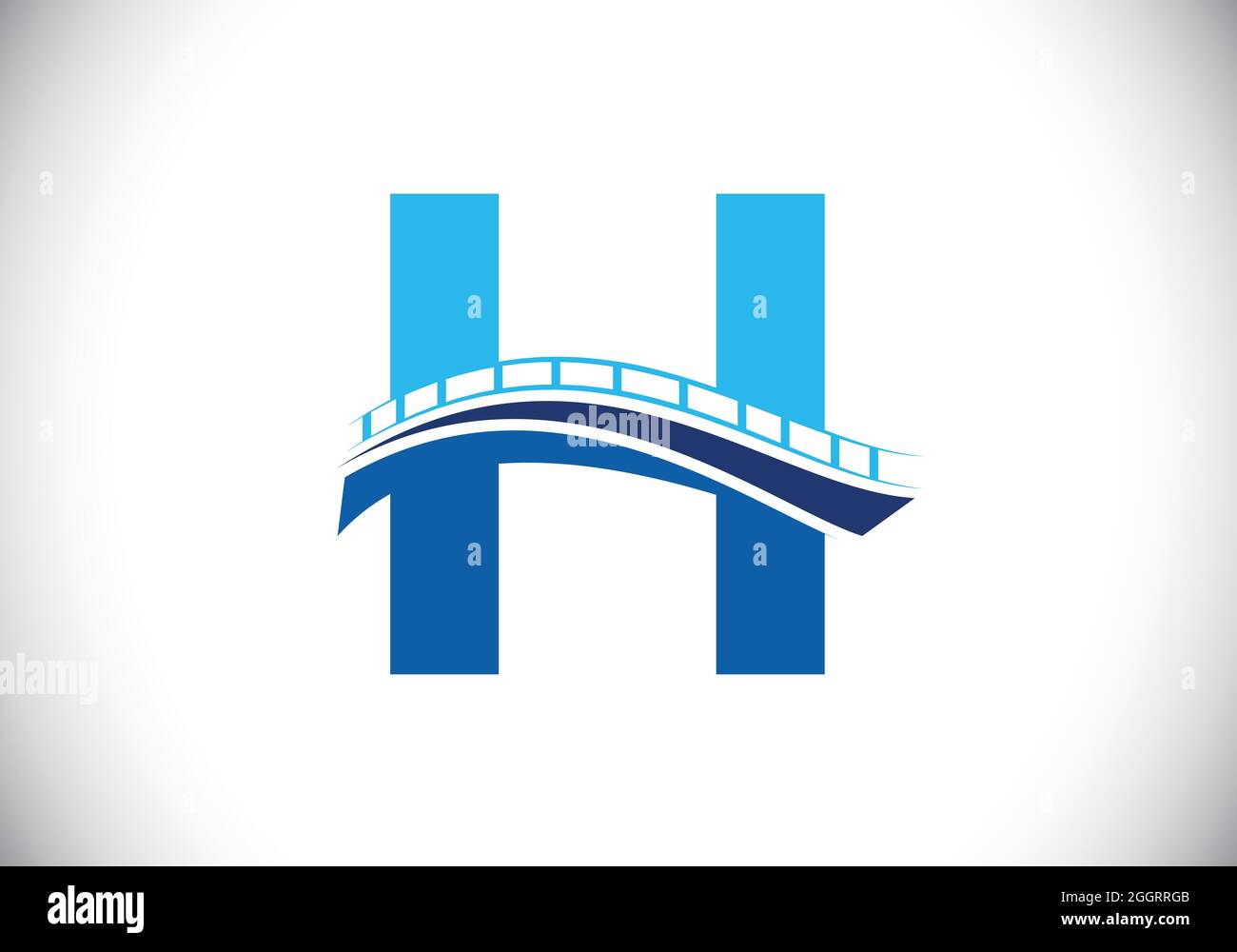 Initial H monogram letter alphabet with bridge sign. Abstract bridge ...