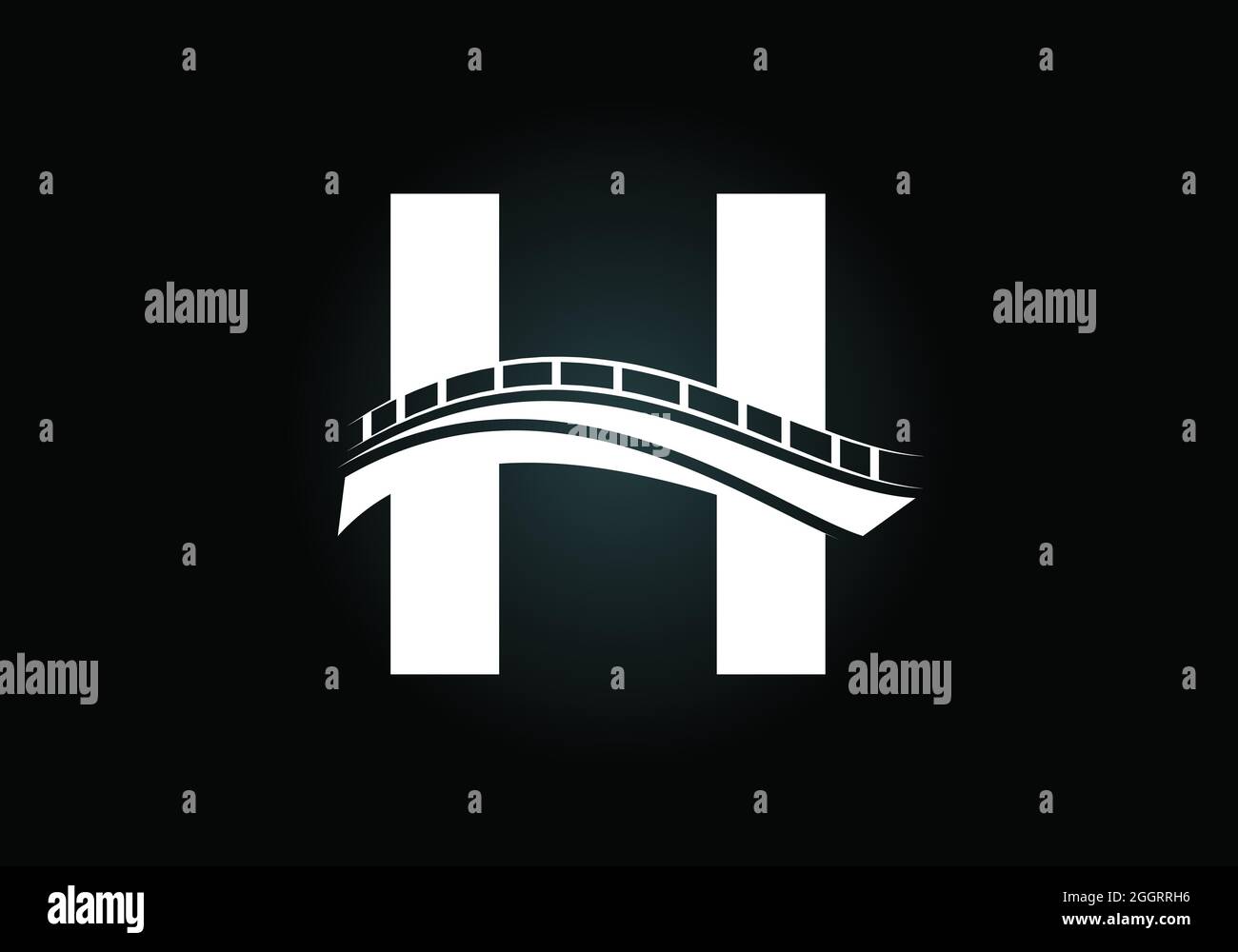 Initial H monogram letter alphabet with bridge sign. Abstract bridge ...