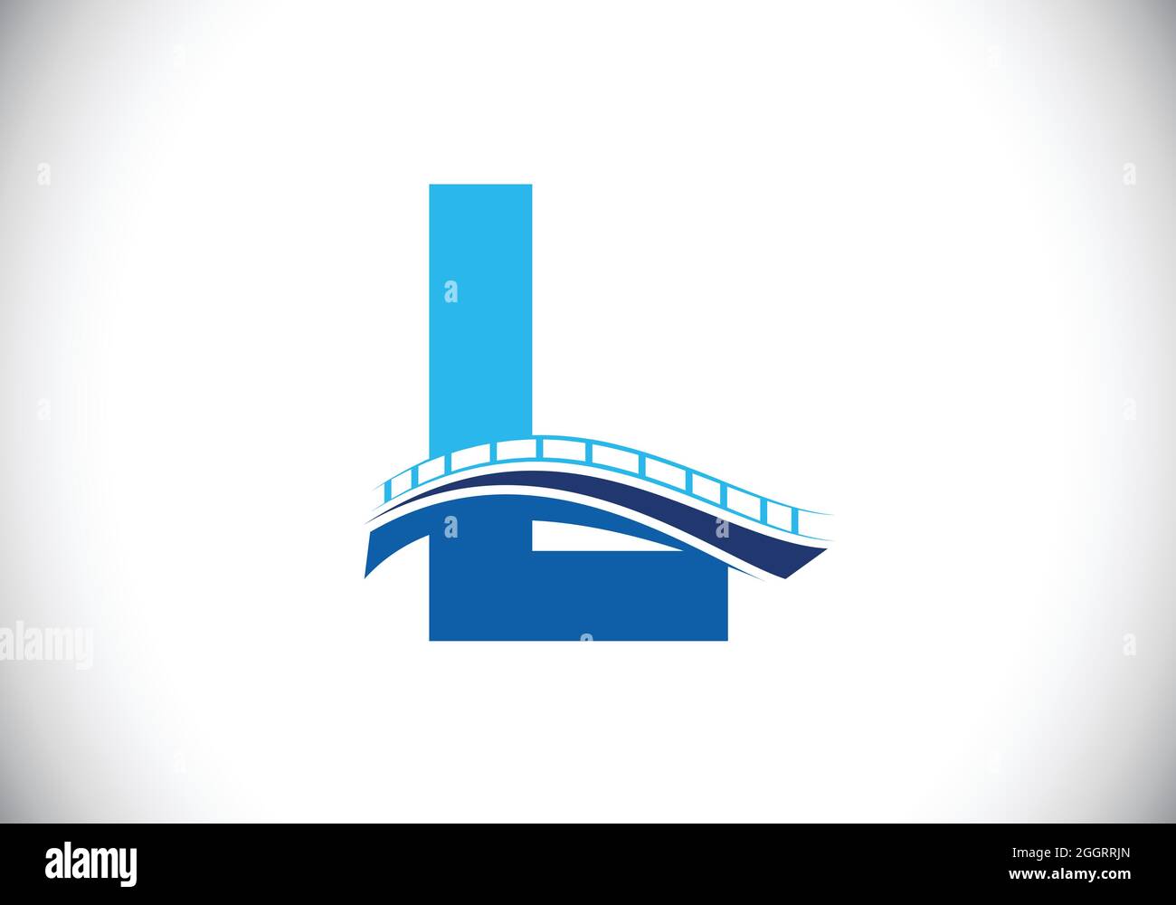 Initial L monogram letter alphabet with bridge sign. Abstract bridge ...