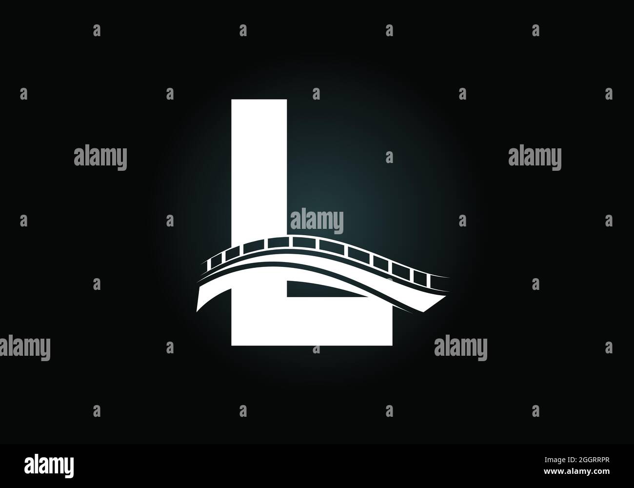 Initial L monogram letter alphabet with bridge sign. Abstract bridge ...