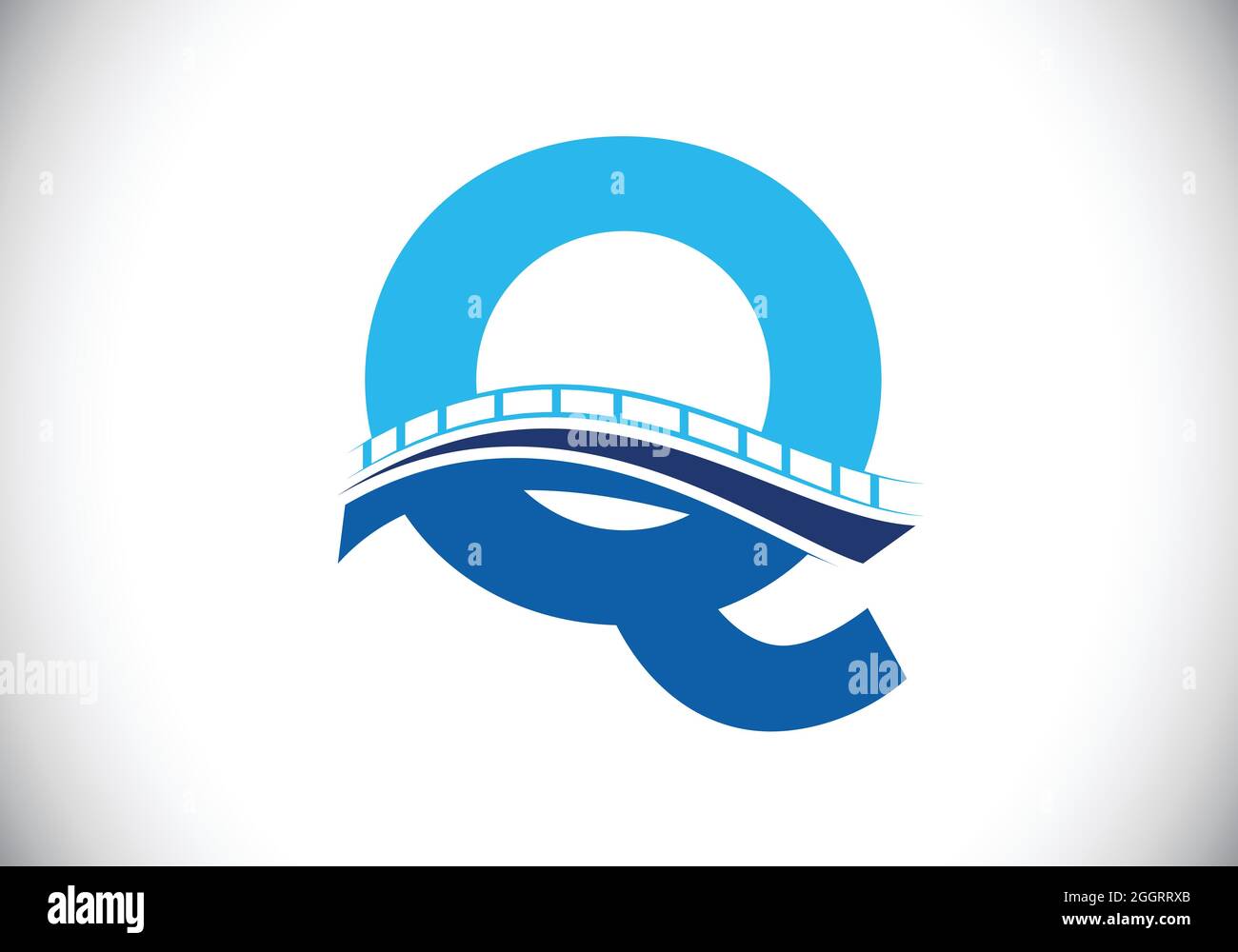 Initial Q monogram letter alphabet with bridge sign. Abstract bridge ...