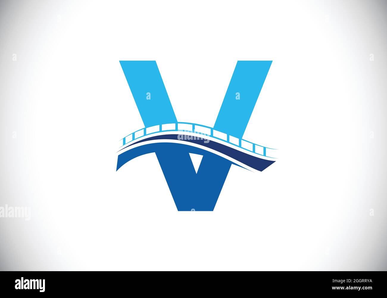 Initial V monogram letter alphabet with bridge sign. Abstract bridge ...