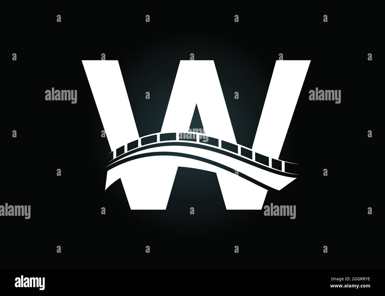 Initial W monogram letter alphabet with bridge sign. Abstract bridge ...