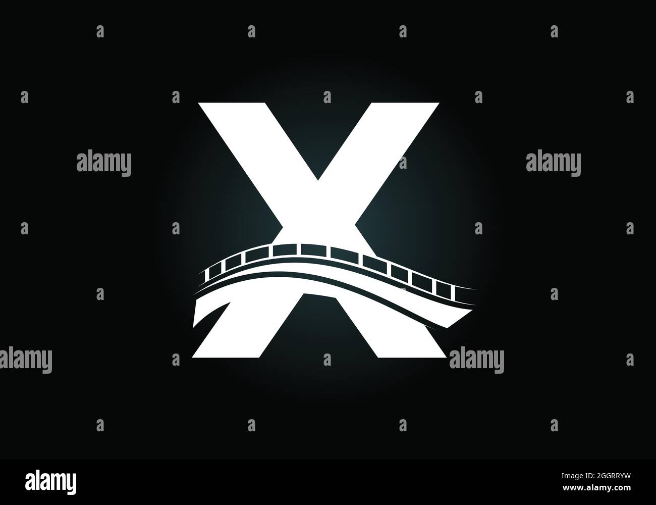 Initial X monogram letter alphabet with bridge sign. Abstract bridge ...