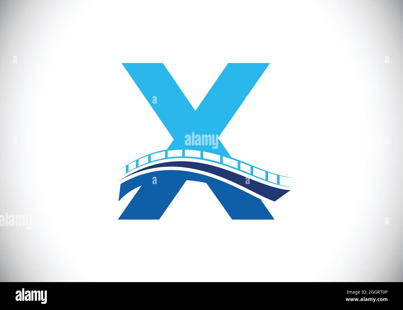 Initial X monogram letter alphabet with bridge sign. Abstract bridge ...