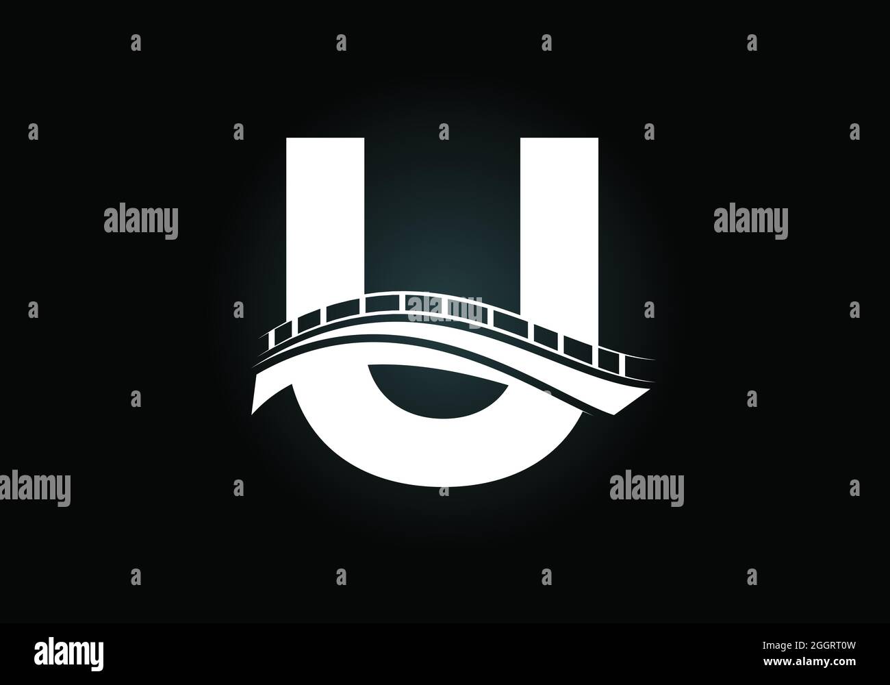 Initial U monogram letter alphabet with bridge sign. Abstract bridge ...