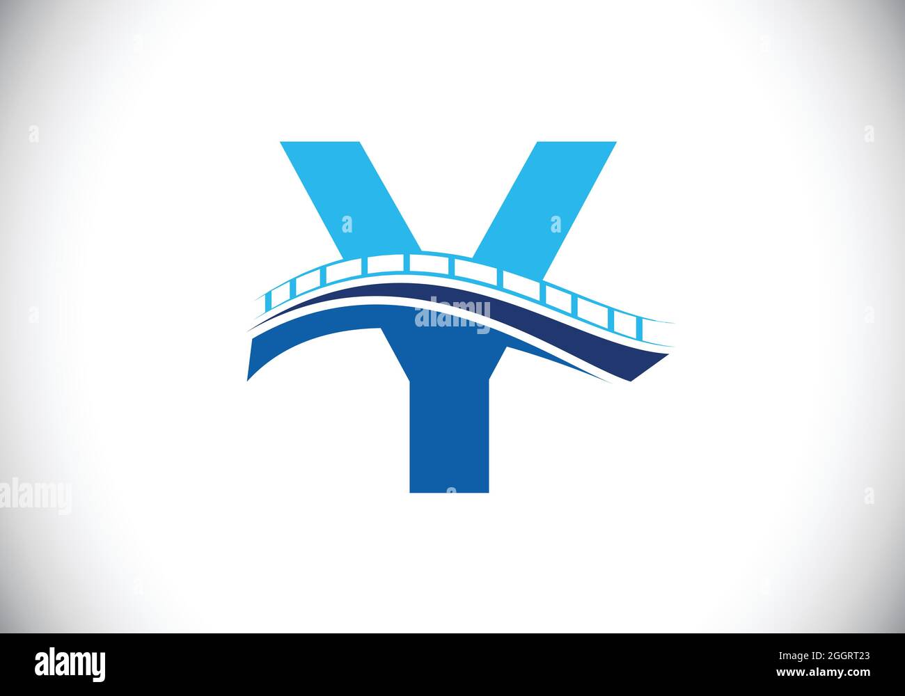 Initial Y monogram letter alphabet with bridge sign. Abstract bridge ...