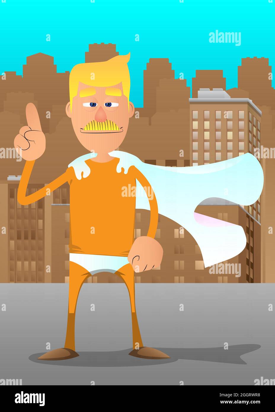 Funny cartoon man dressed as a superhero making a point. Vector ...