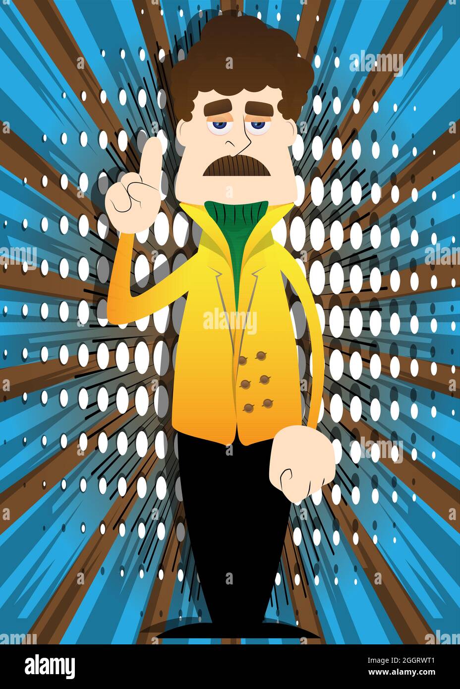 Funny cartoon man dressed for winter making a point. Vector ...