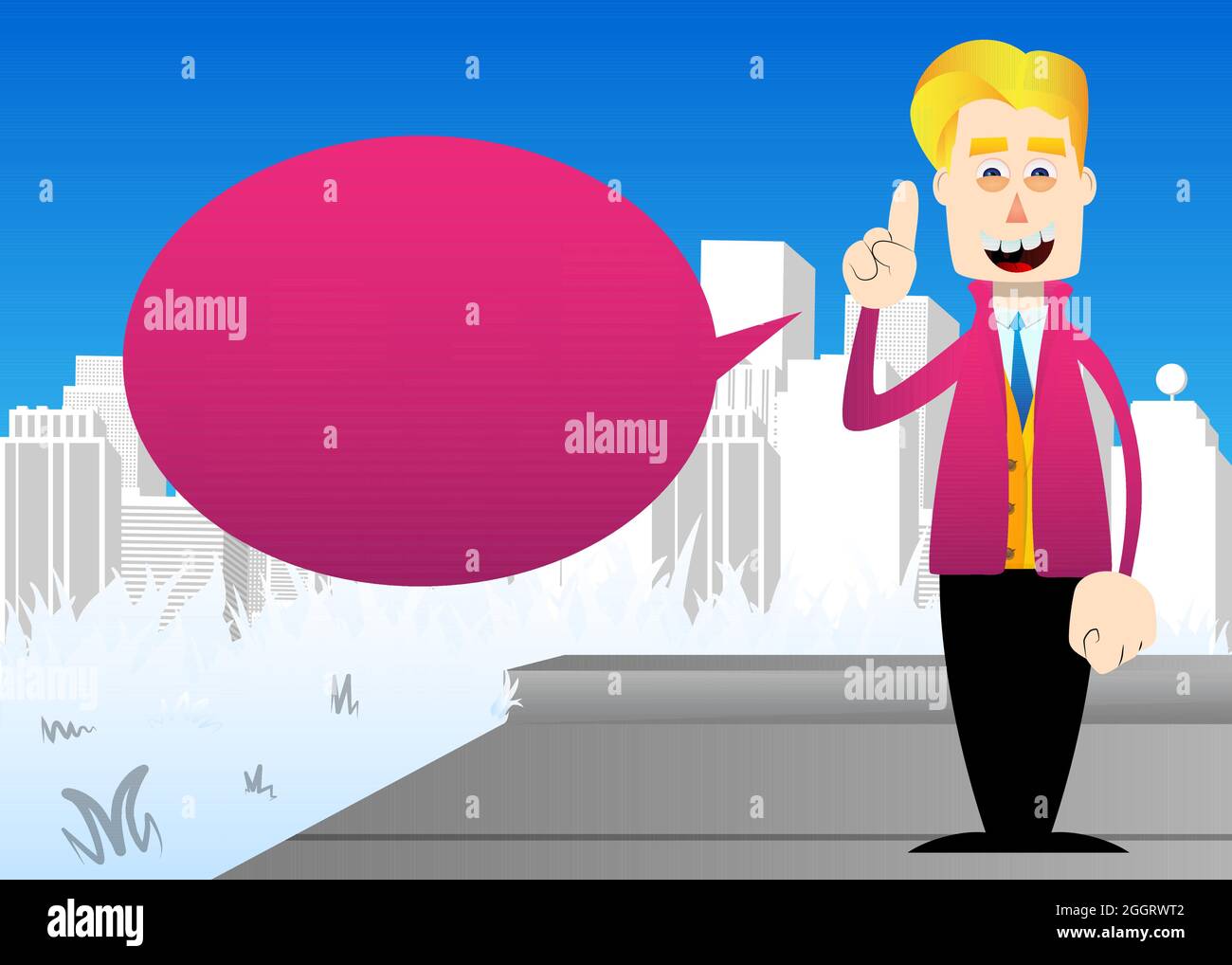Funny cartoon man dressed for winter making a point. Vector ...