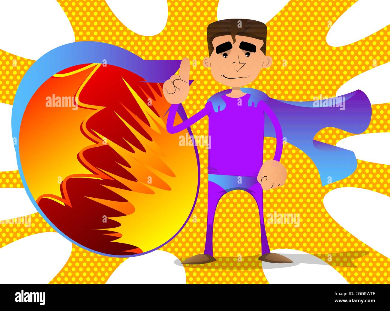 Funny cartoon man dressed as a superhero making a point. Vector ...