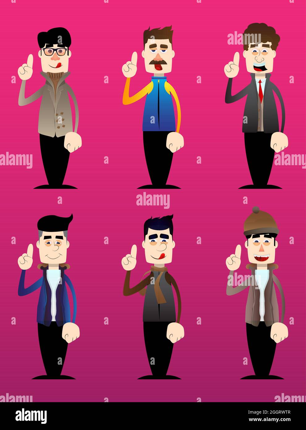 Funny cartoon man dressed for winter making a point. Vector ...