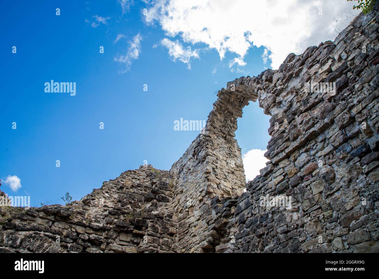 castle ruins in the town of Koknese Stock Photo - Alamy