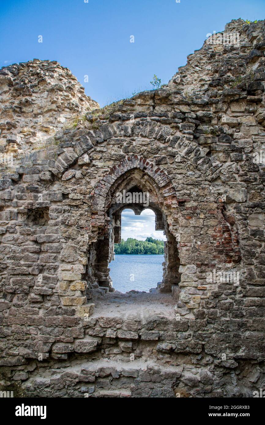 castle ruins in the town of Koknese Stock Photo - Alamy