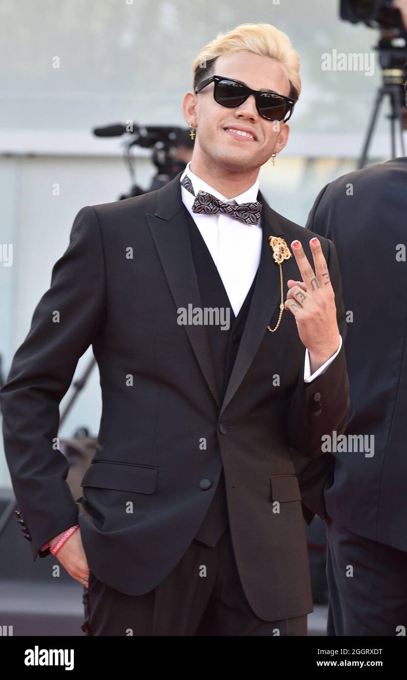 Venice, Italy. 02nd Sep, 2021. Luca Marzano aka Aka 7even attends the ...