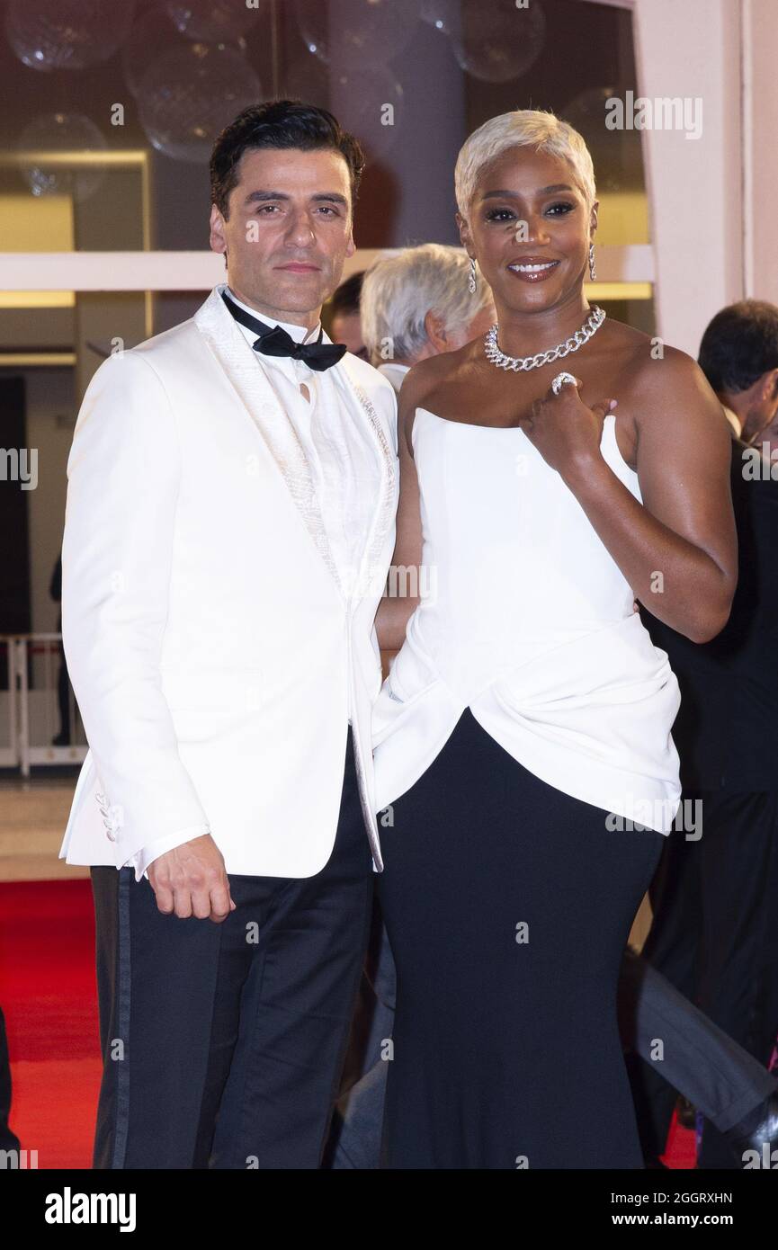 Oscar Isaac and Tiffany Haddish attending The Card Counter Premiere and ...