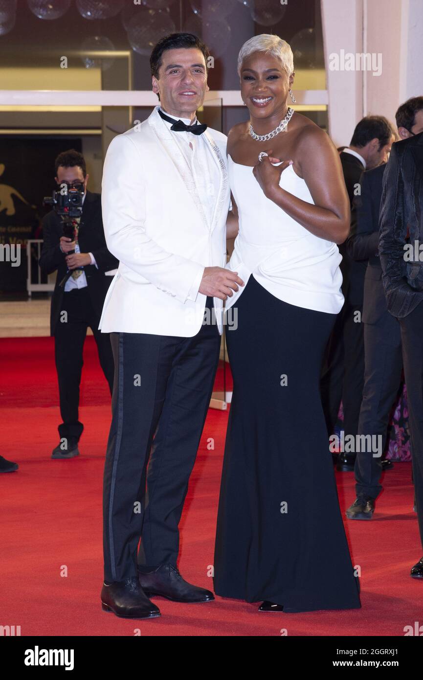 Oscar Isaac and Tiffany Haddish attending The Card Counter Premiere and ...