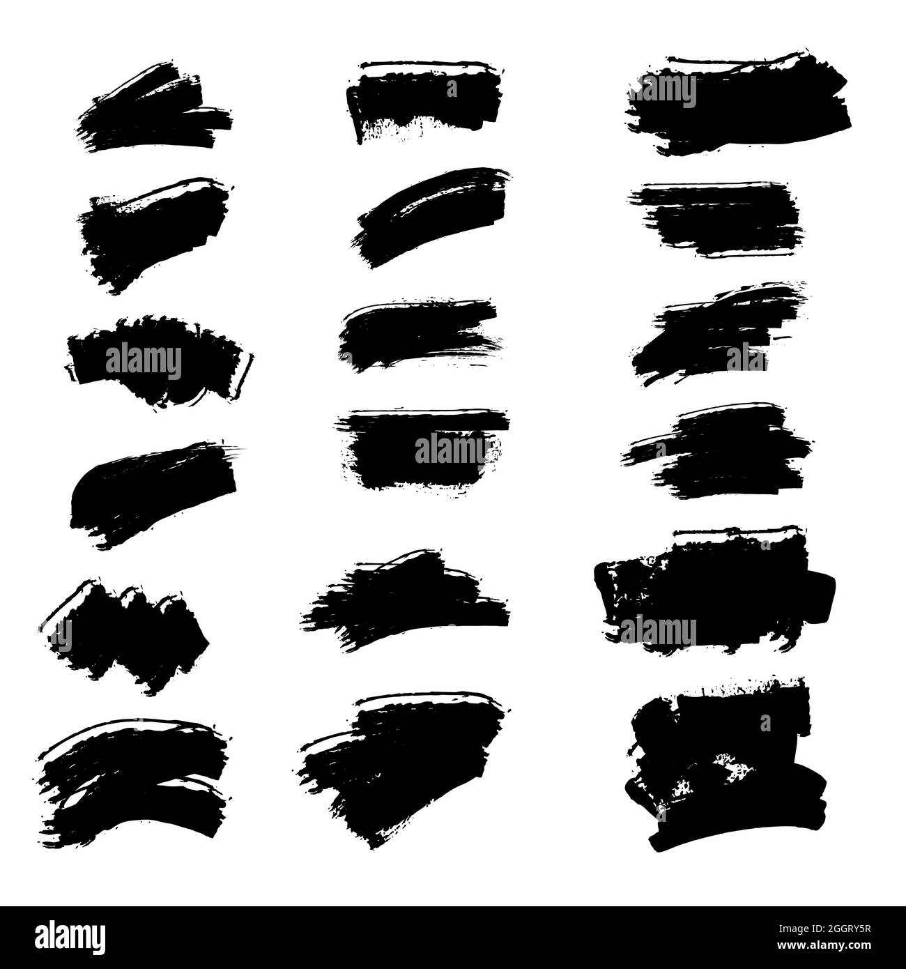 Set of black grunge artistic brush strokes. Vector illustration. Dirty ...