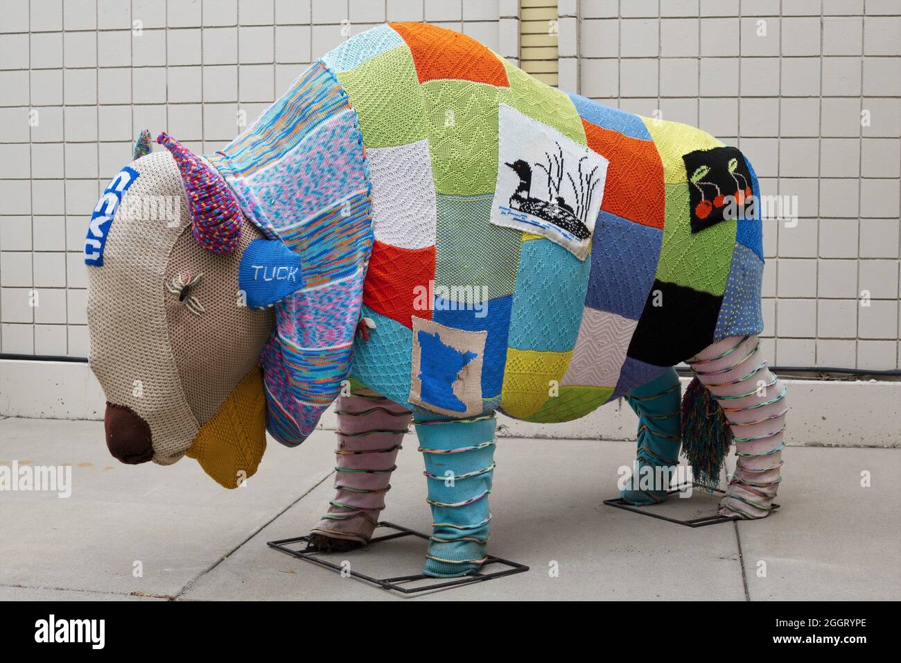 A giant patchwork buffalo on display at the Minnesota State Fair Stock ...