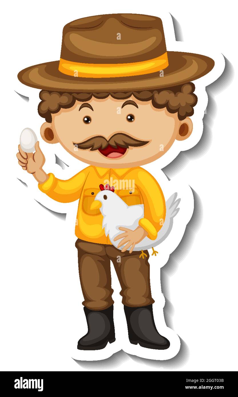 Farmer holding chicken Stock Vector Images - Alamy