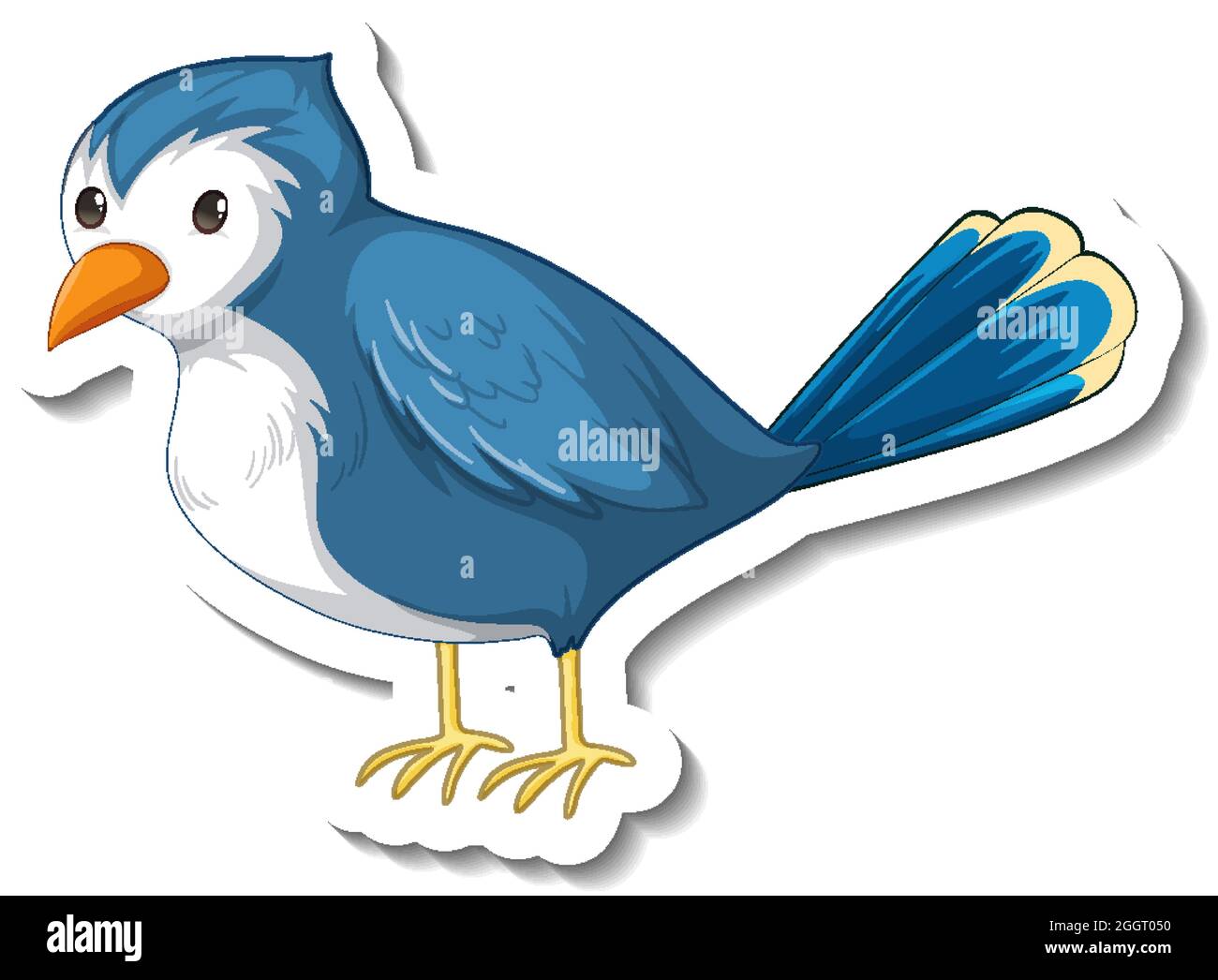 Sticker template with a blue bird isolated on white background ...