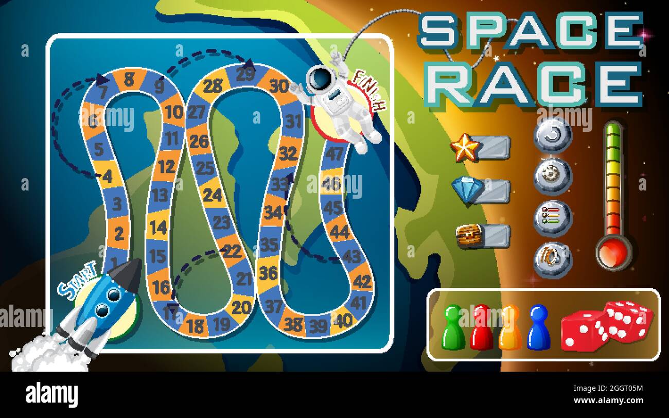 Snake and ladders game template with space theme illustration Stock ...