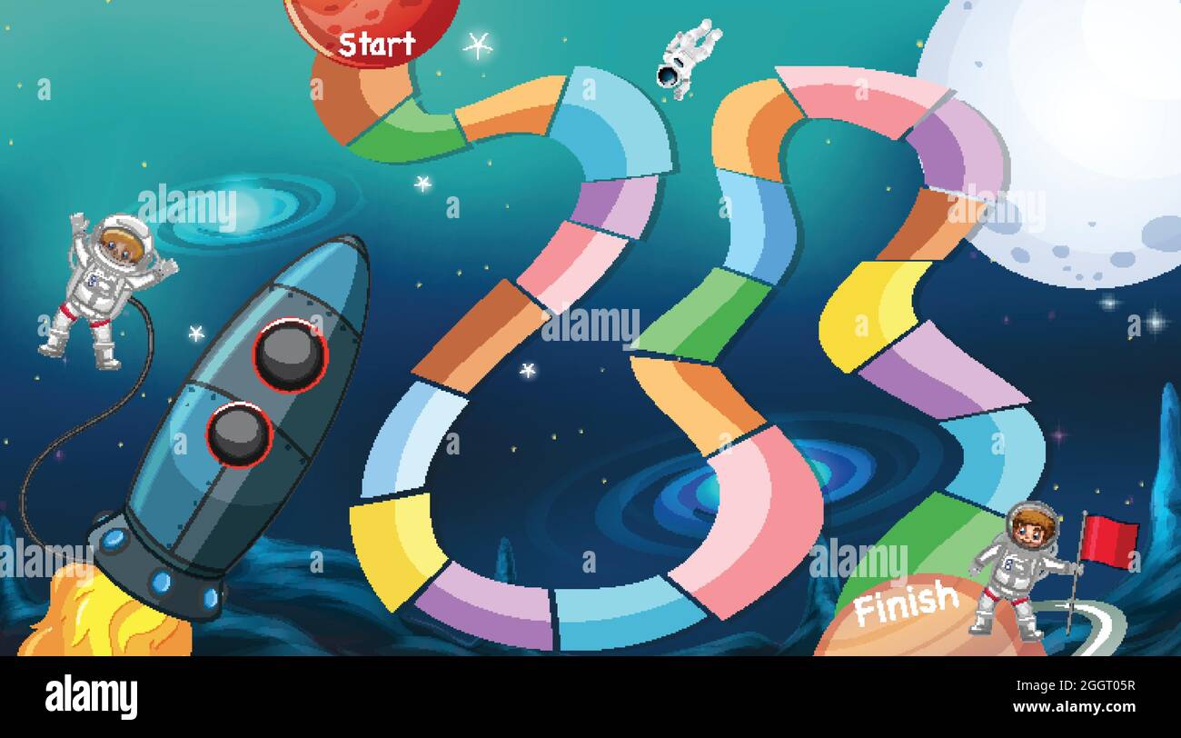 Board game template with space theme illustration Stock Vector Image ...