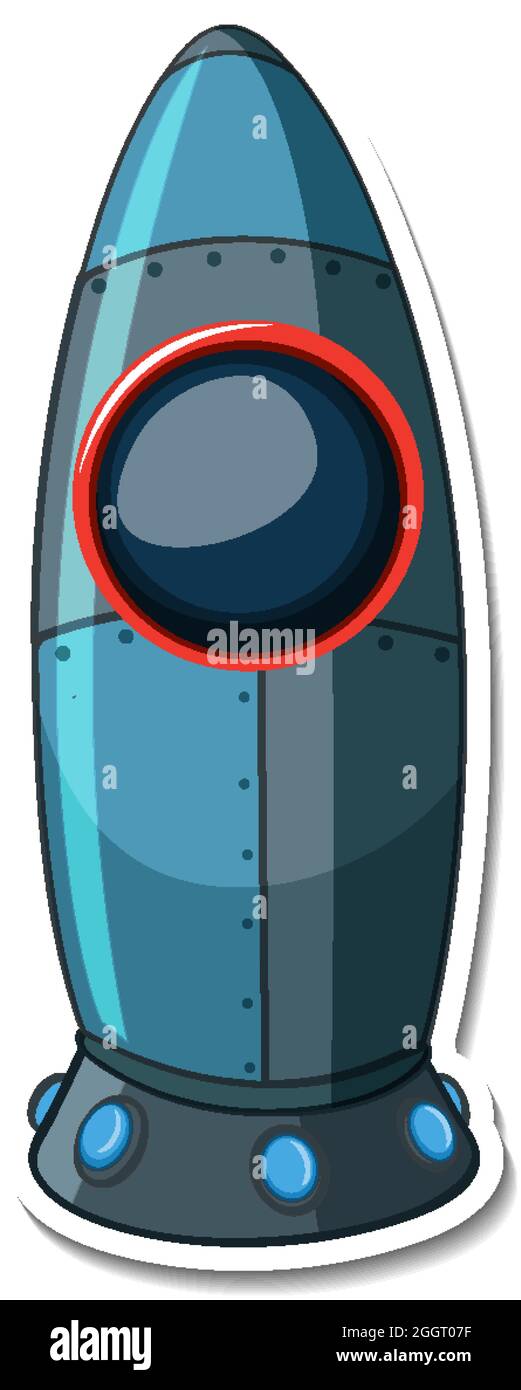 A sticker template with Rocket Space Cartoon isolated illustration ...