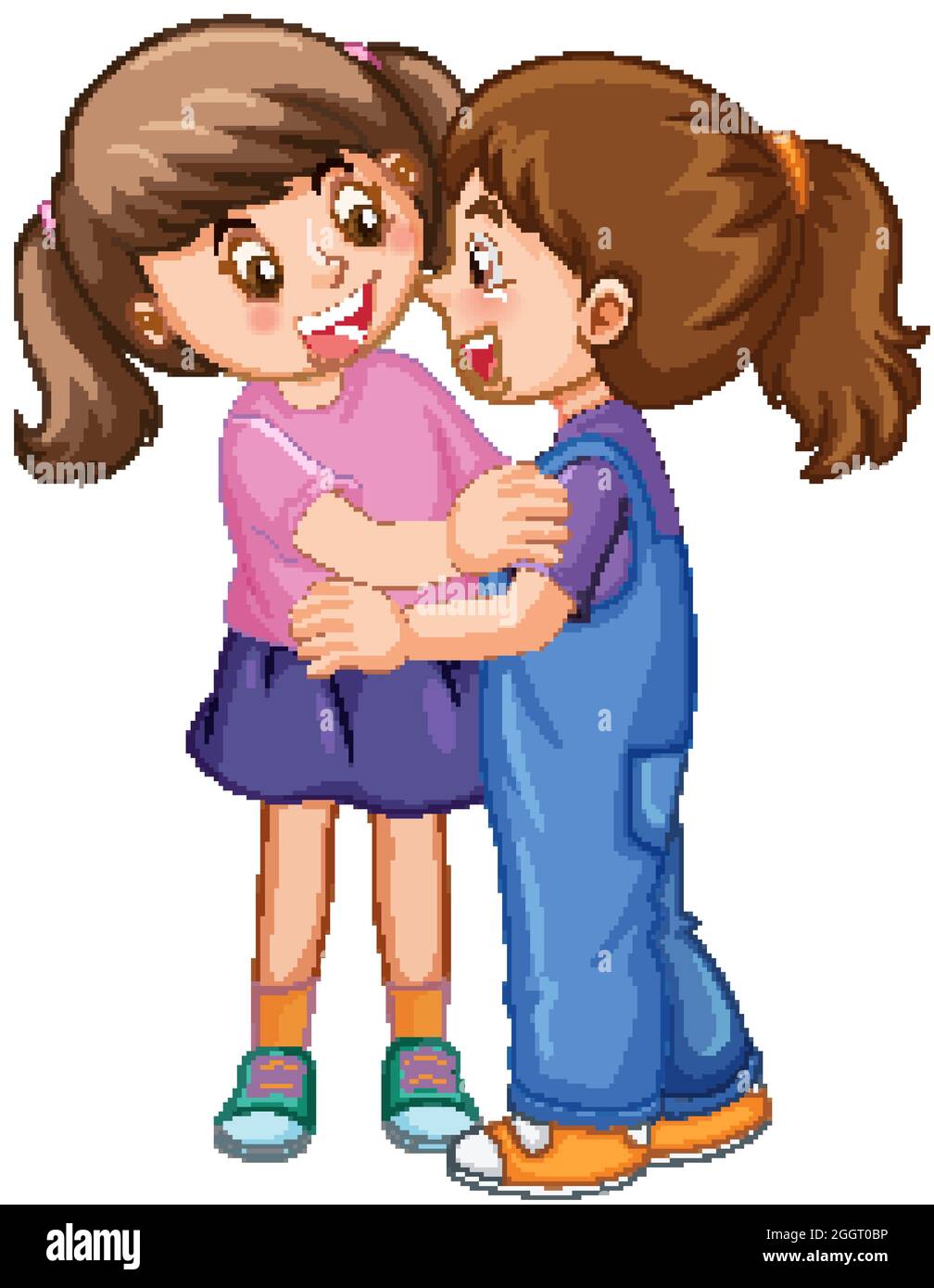 Two cute girls hugging each other illustration Stock Vector Image & Art ...