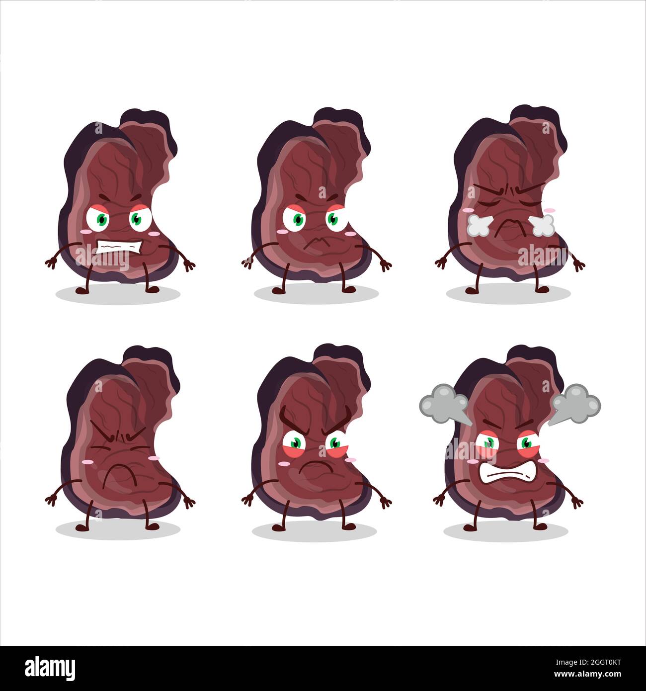 Jelly ear cartoon character with various angry expressions. Vector ...