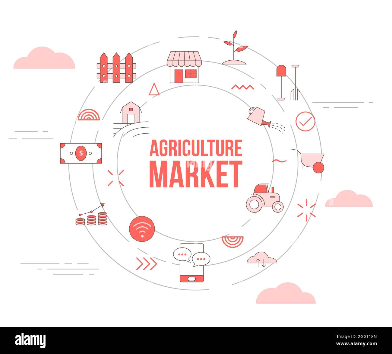 agriculture market concept with icon set template banner and circle ...