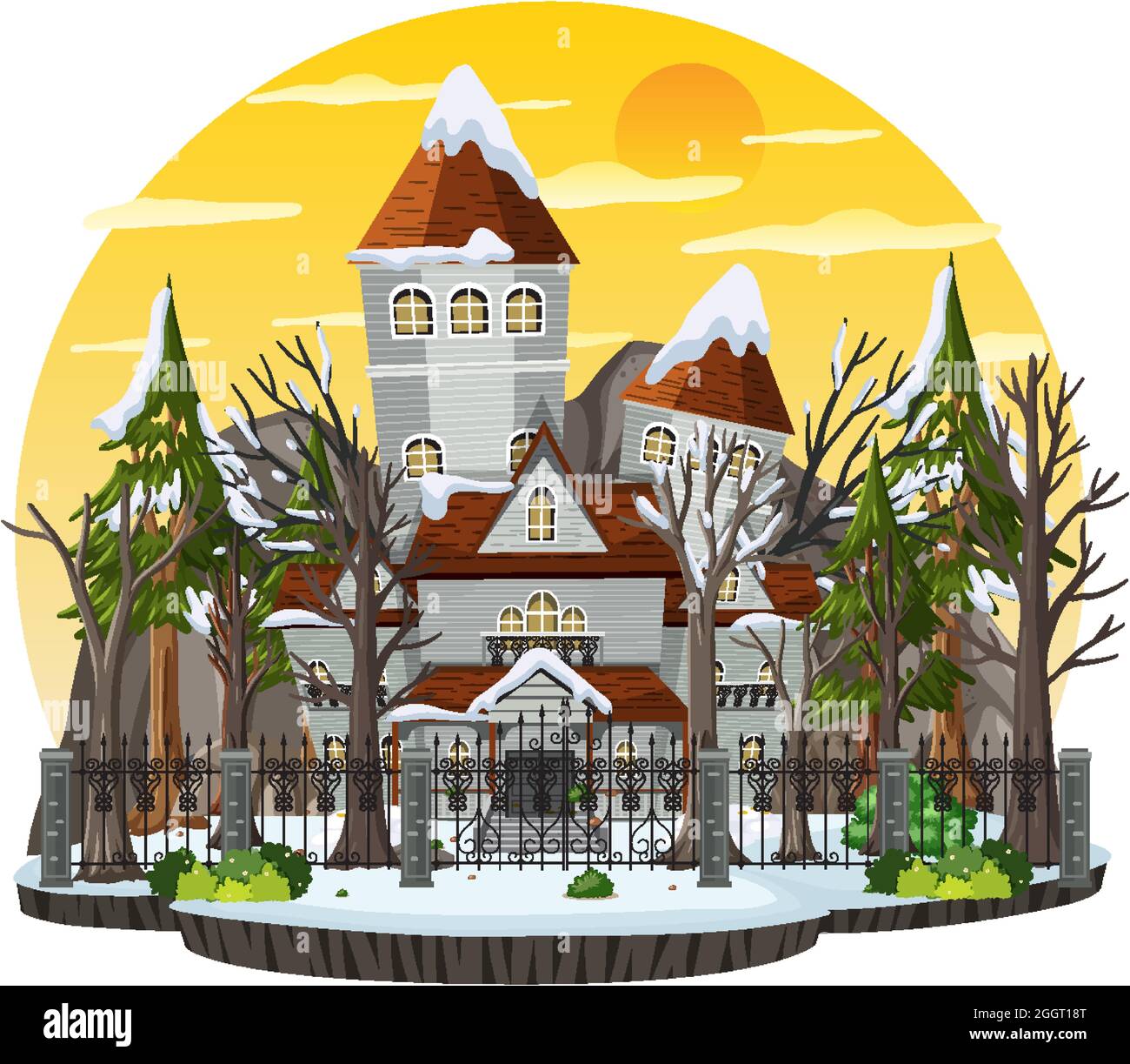 Haunted house at daytime scene illustration Stock Vector Image & Art ...