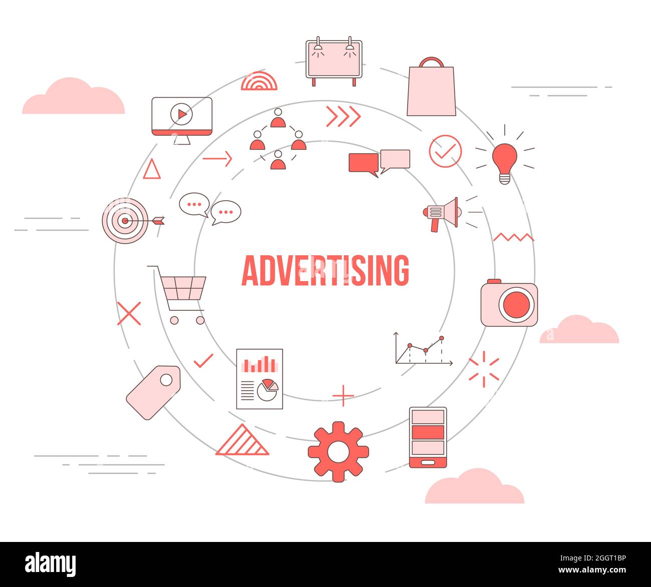 business advertising concept with icon set template banner and circle ...