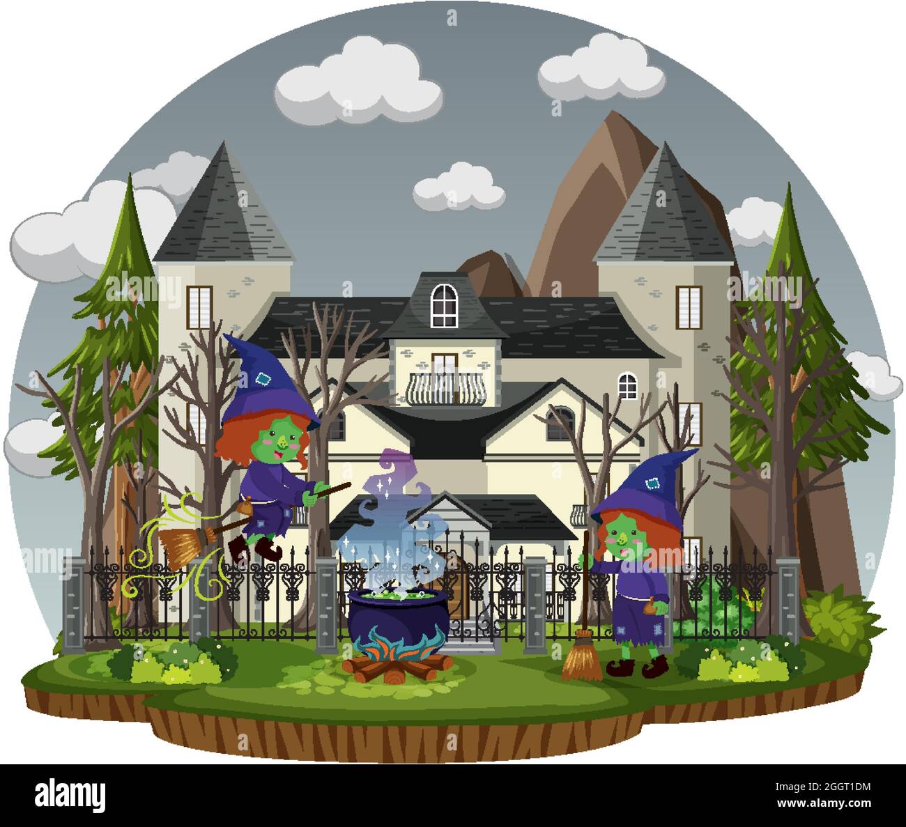 Spooky haunted house facade Stock Vector Images - Alamy