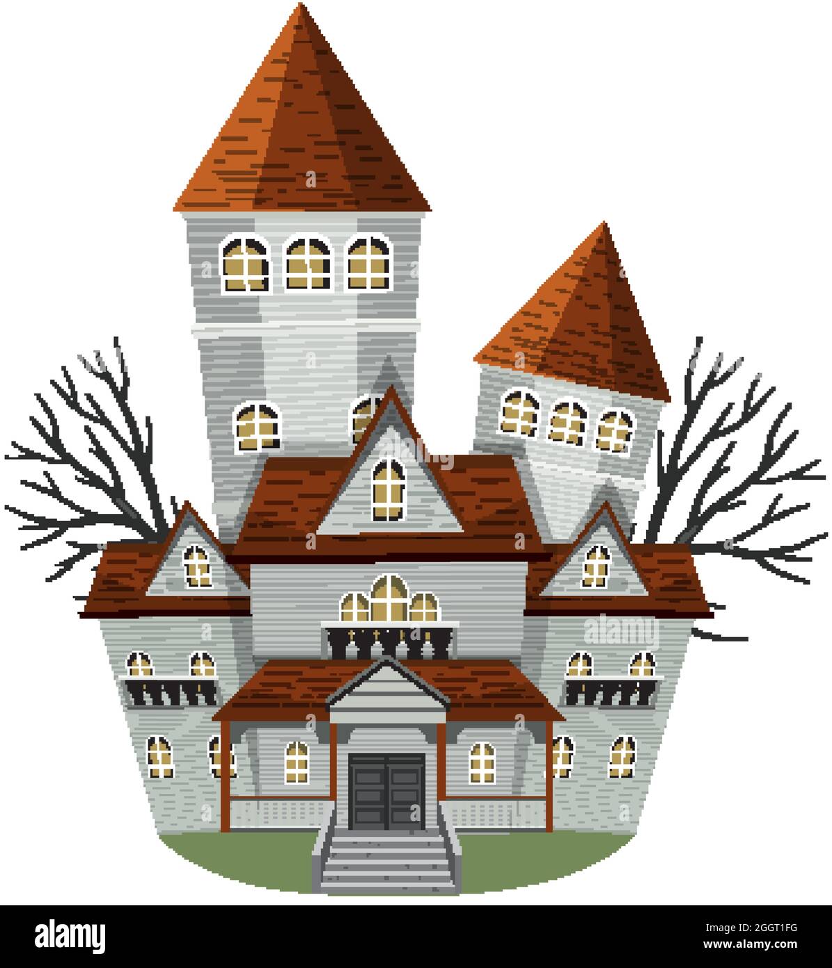 Haunted mansion building on white background illustration Stock Vector ...