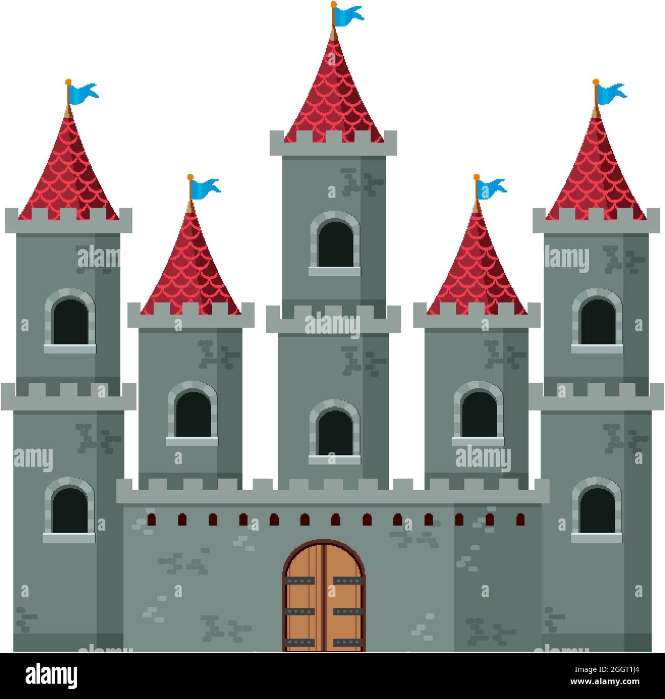 Medieval historical castle on white background illustration Stock ...