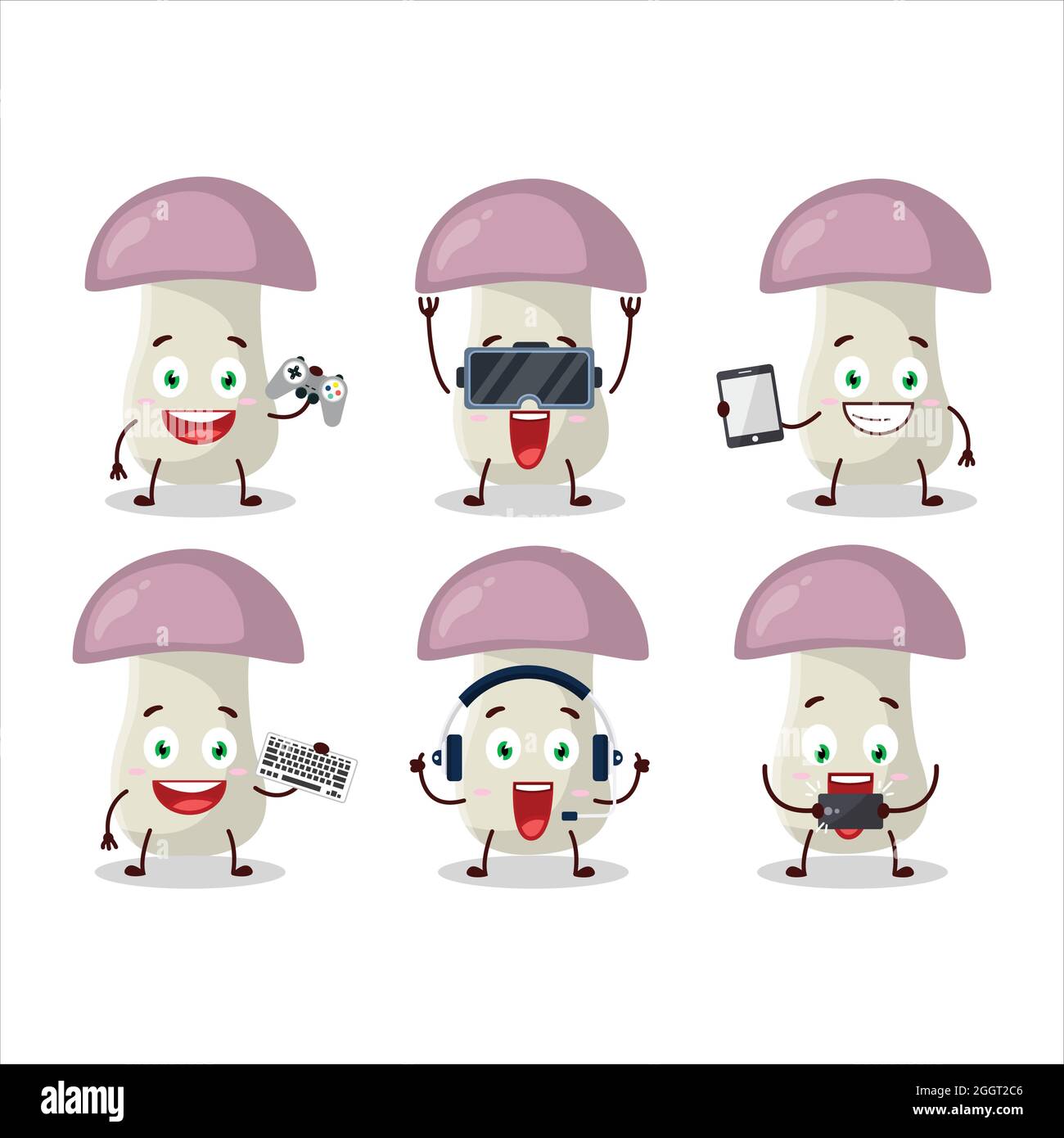 Rough mushroom cartoon character are playing games with various cute ...
