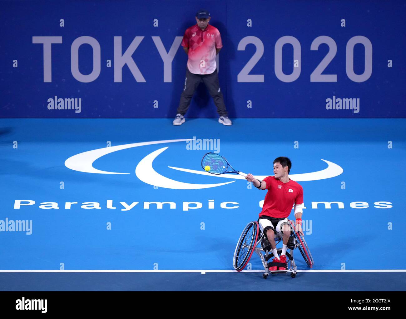 Japan's Shingo Kunieda in action in the Men's Doubles Bronze Medal ...