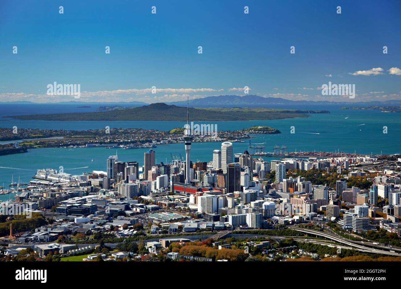 Auckland city, Westhaven Marina and harbour view, Auckland, New Zealand ...