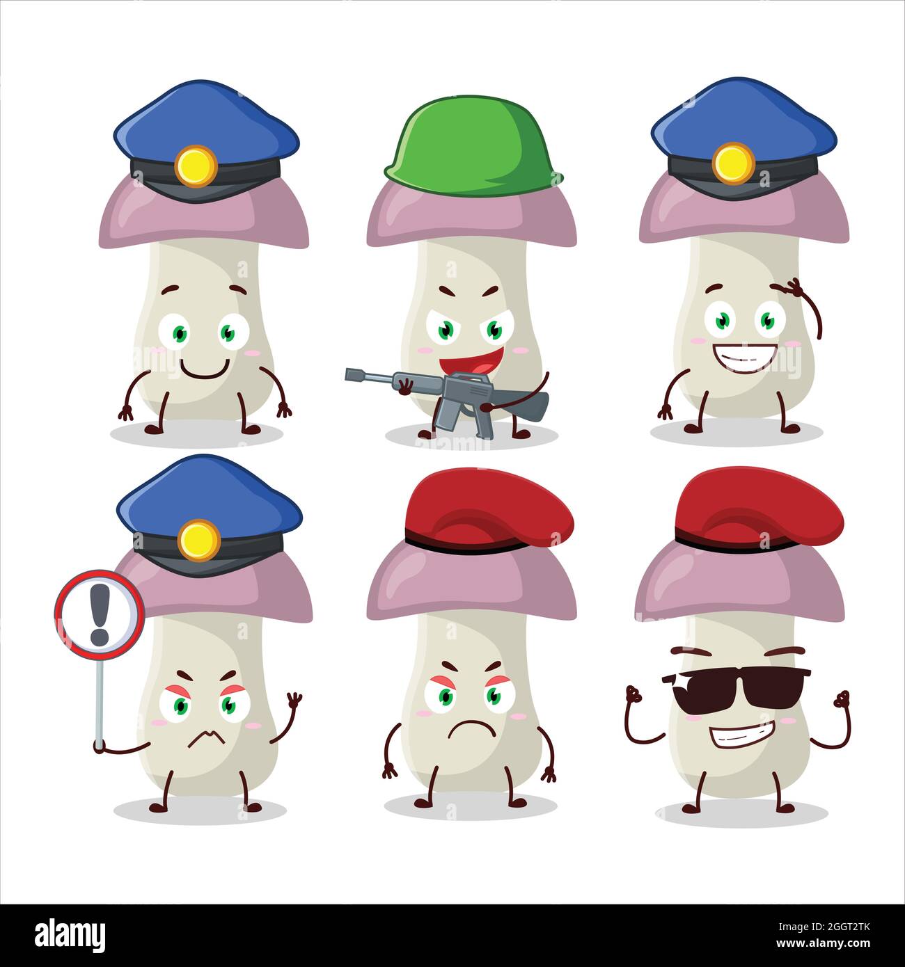 A dedicated Police officer of rough mushroom mascot design style ...