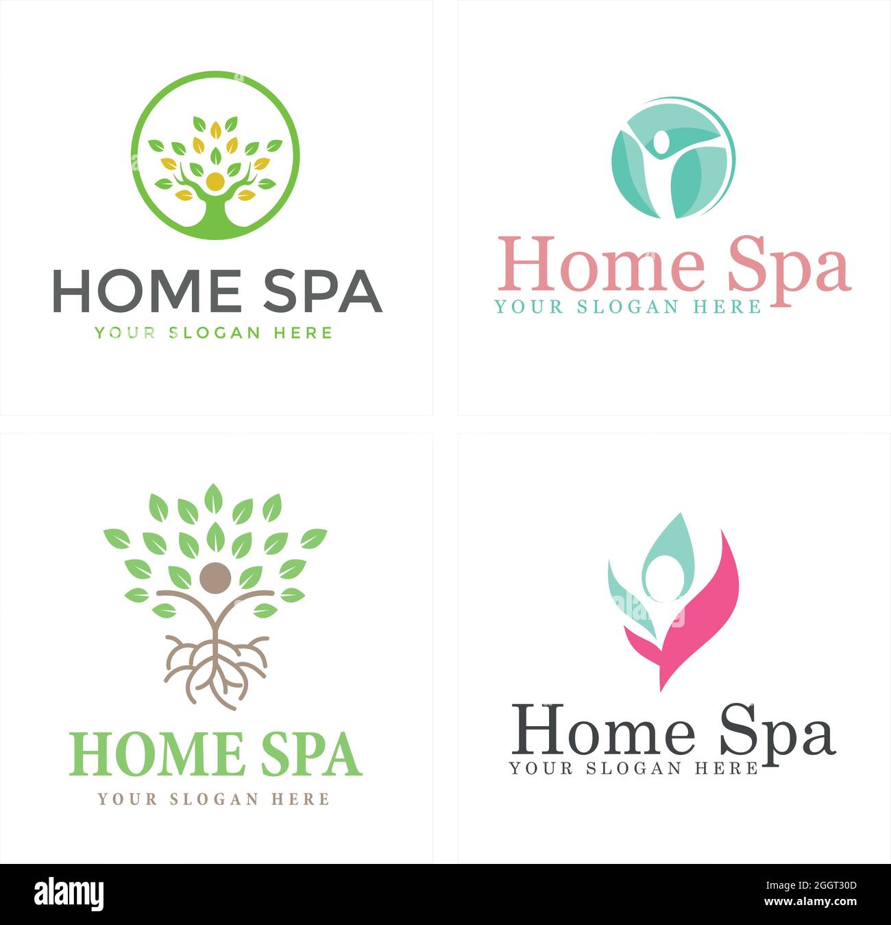 Home spa tree leaf natural organic logo design Stock Vector Image & Art ...
