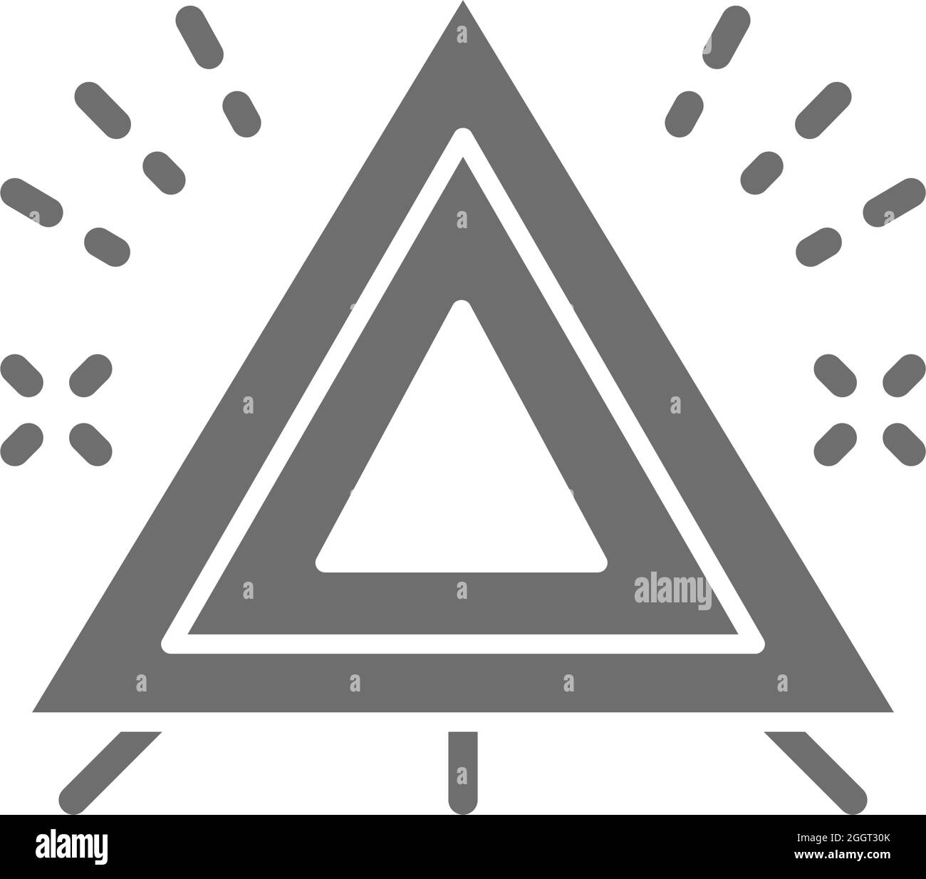 Warning triangle, automobile emergency stop sign grey icon Stock Vector ...