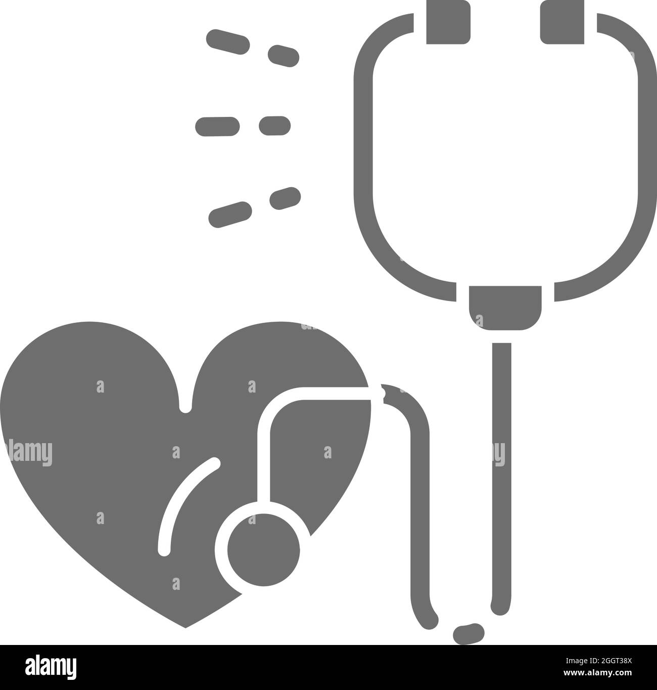 Stethoscope with heart, heartbeat, healthcare grey icon Stock Vector ...