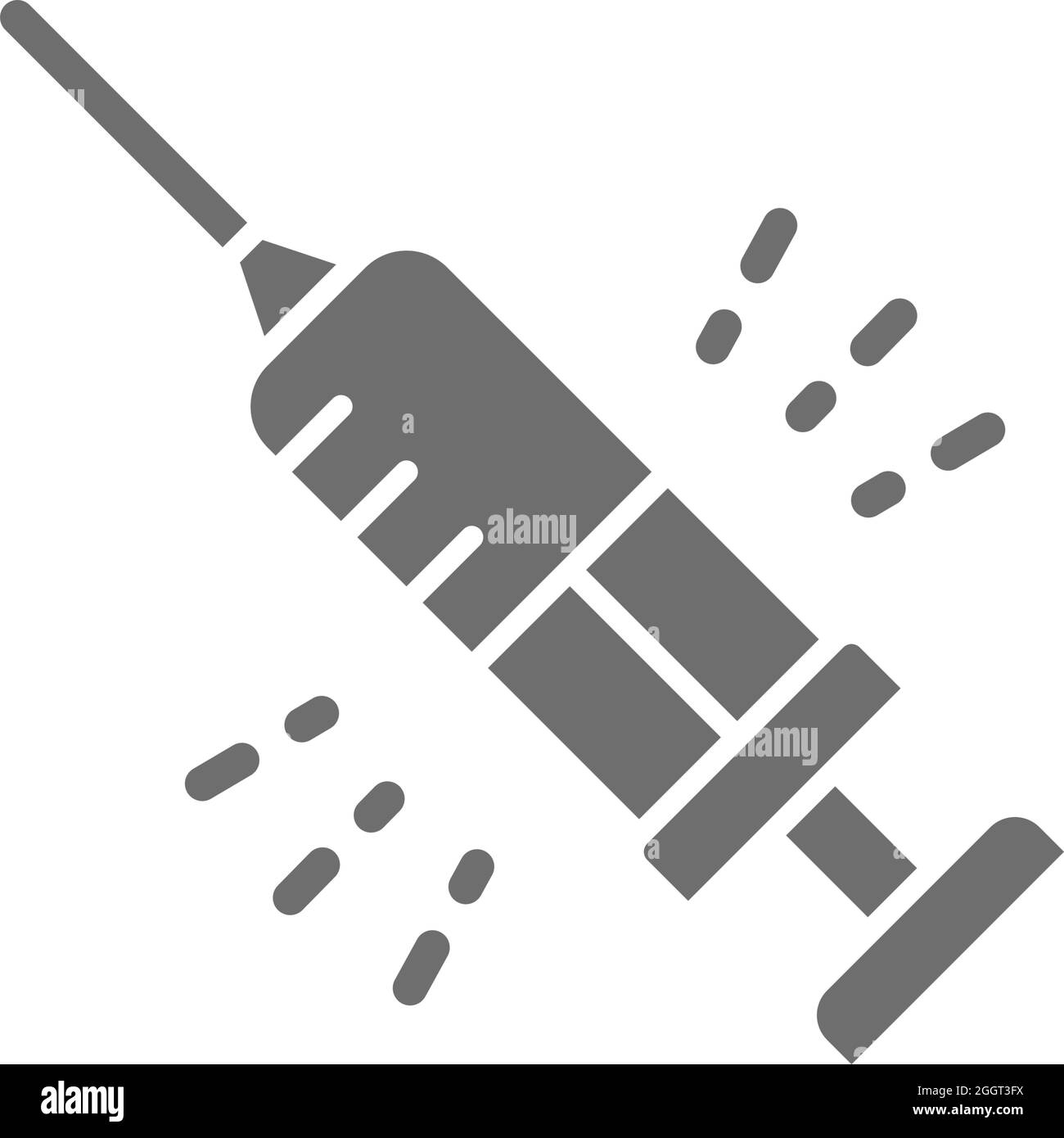 Insulin syringe, medical needle grey icon. Isolated on white background ...