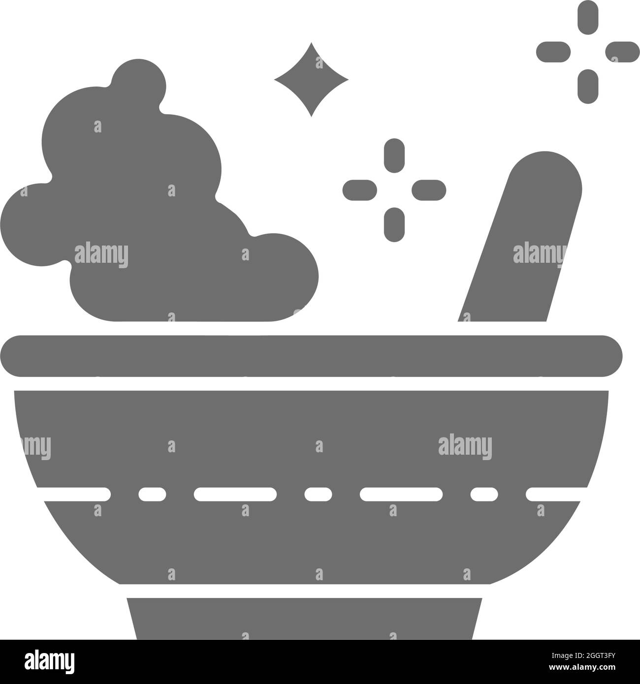 Potion bowl, magic mortar and pestle grey icon Stock Vector Image & Art ...