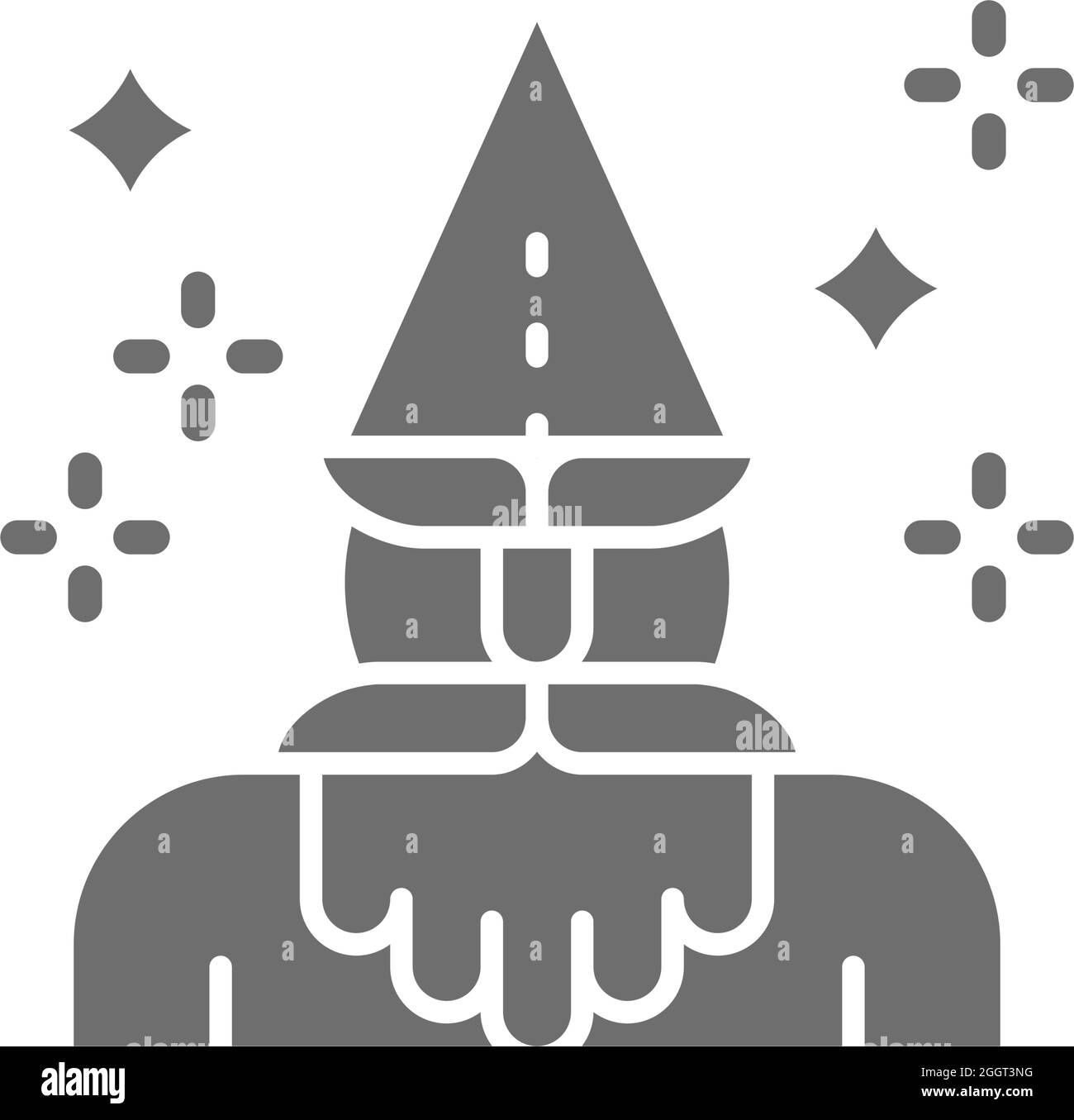 Wizard, magus, magician, thaumaturge grey icon. Isolated on white ...