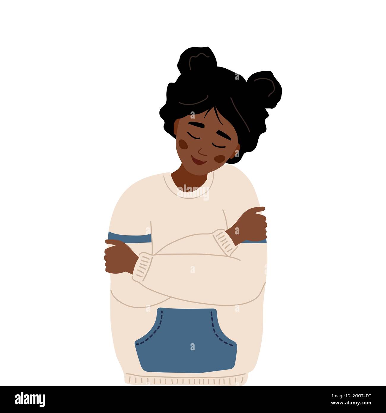 Love yourself. Self care. Mental health concept. Happy african woman ...