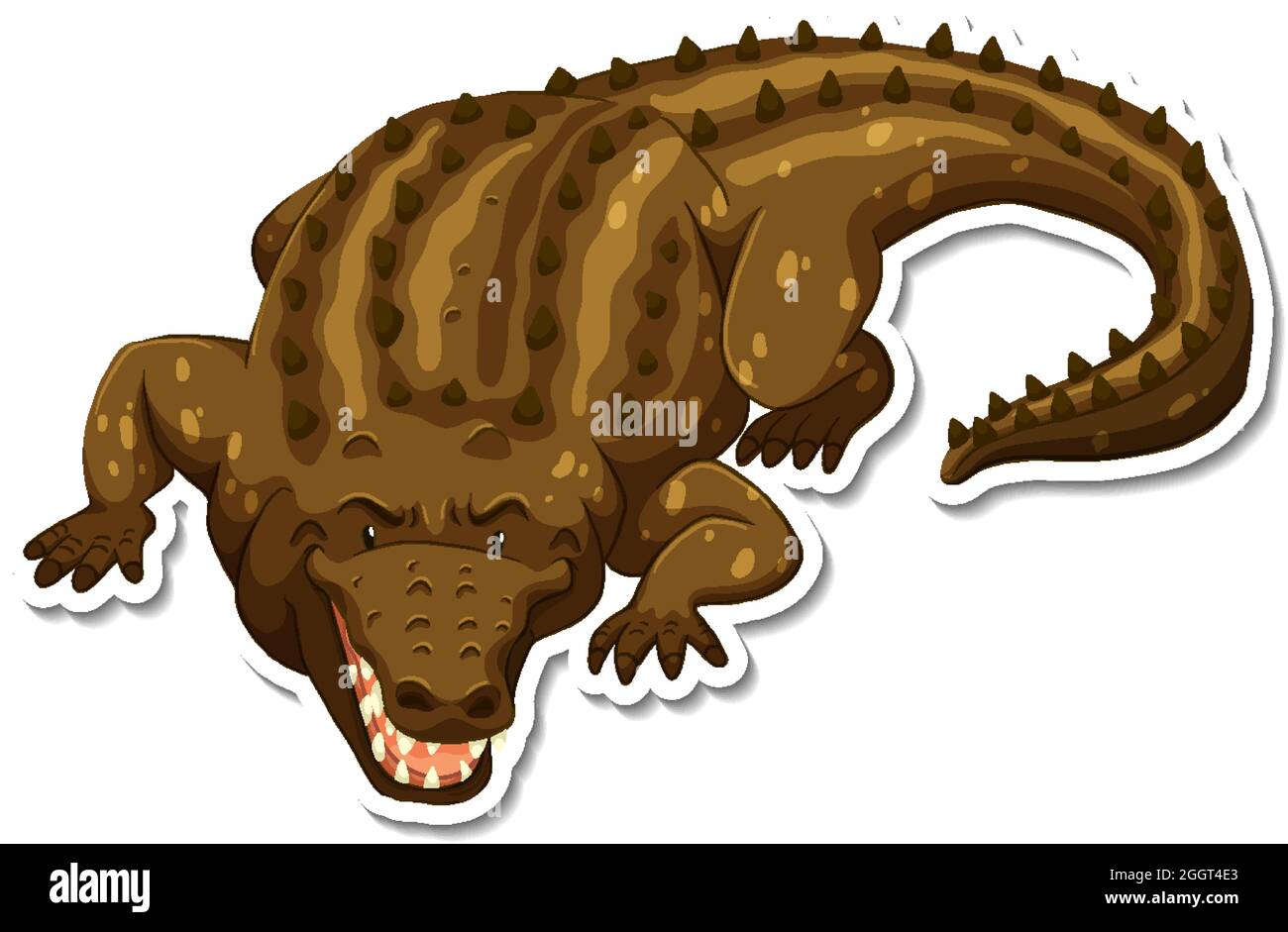 A sticker template of crocodile cartoon character illustration Stock ...