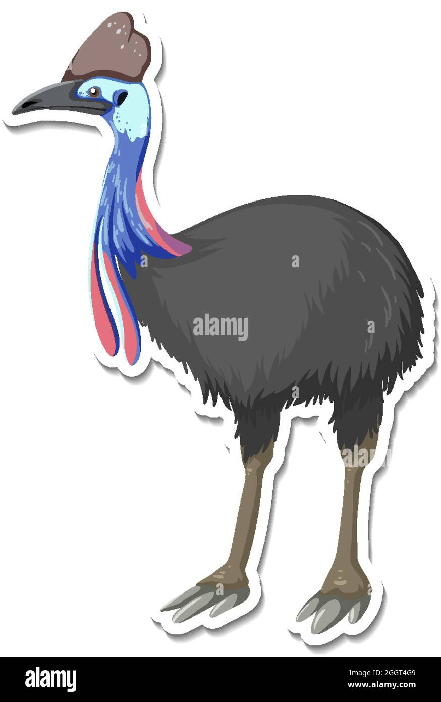A sticker template of cassowary cartoon character illustration Stock ...